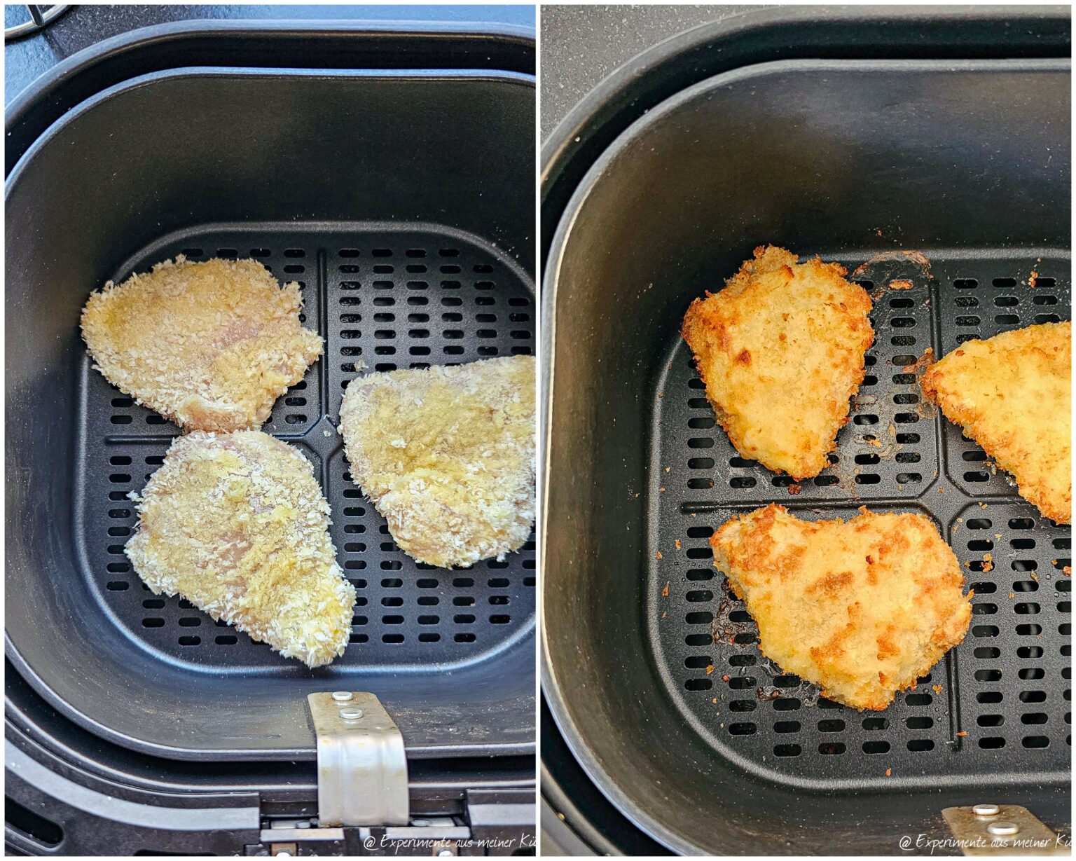 Hähnchenschnitzel aus der Heißluftfritteuse - knusprig und saftig